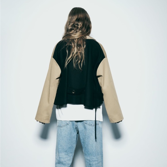 Zara | Jackets & Coats | Zara Contrasting Wool Blend Trench Coat Zw ...